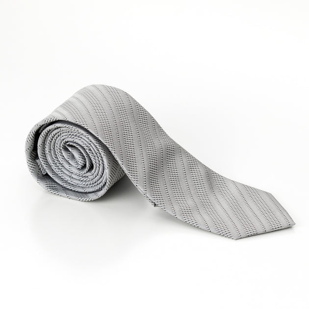 Silver Barcode Stripped Tie – AM Bespoke